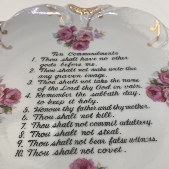 Accents | Ten Commandments Porcelain 18k Gold Trim Decorative Plate ...